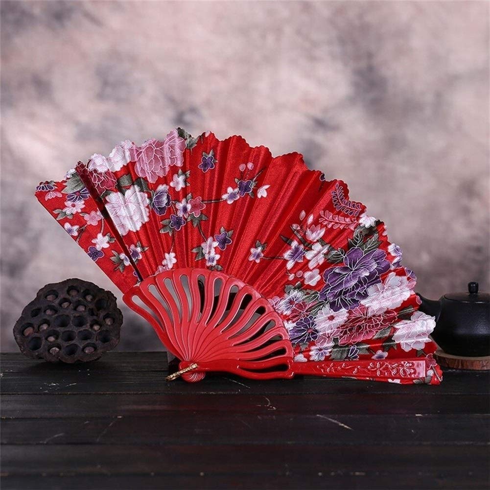 HRANG Hand Fan Folding Fan,Hand-held Fan,Wedding Folding Fan Chinese Style Dance Wedding Party Lace Silk Folding Hand Flower Fan Fans Hand Paper Folding Props Vintage Style