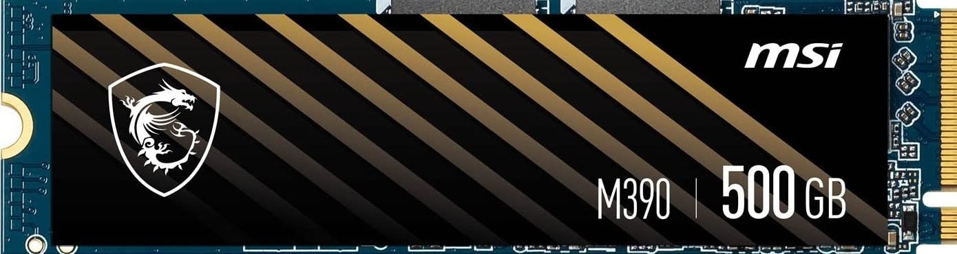 MSI SPATIUM M390 SSD 500GB - PCIe 3.0 NVMe M.2 Internal Solid State Drive, 3300MB/s Read & 2300MB/s Write, 3D NAND, Built-in Data Security, Center - 5 Year Warranty (200 TBW)