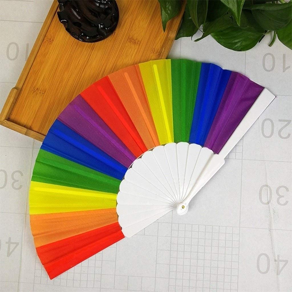 RAZZUM Decorative Folding Fans Folding Fan Rainbow Hand-held Folding Fan Dance Folding Fan Fan Decorative Fan Wedding Gifts, Party Gifts Gift Hand Fan fan