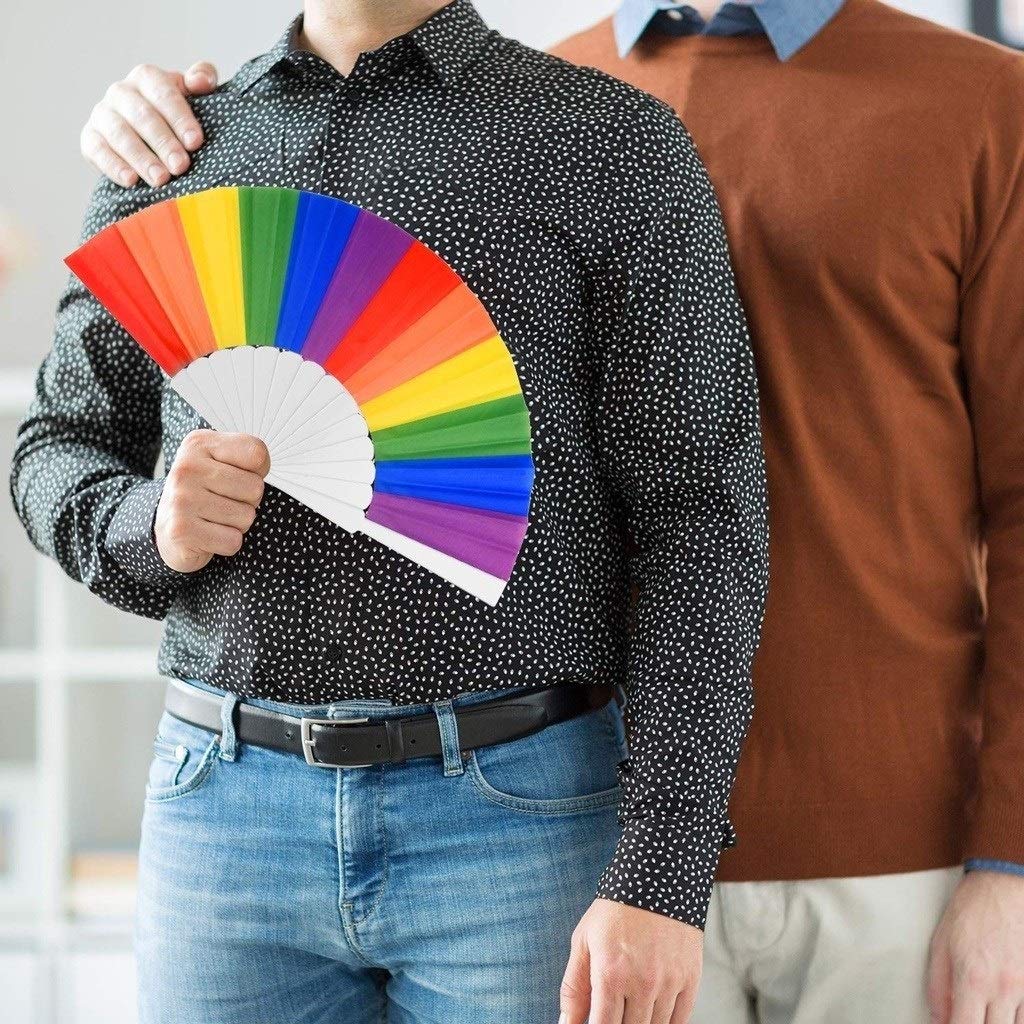 RAZZUM Decorative Folding Fans Folding Fan Rainbow Hand-held Folding Fan Dance Folding Fan Fan Decorative Fan Wedding Gifts, Party Gifts Gift Hand Fan fan
