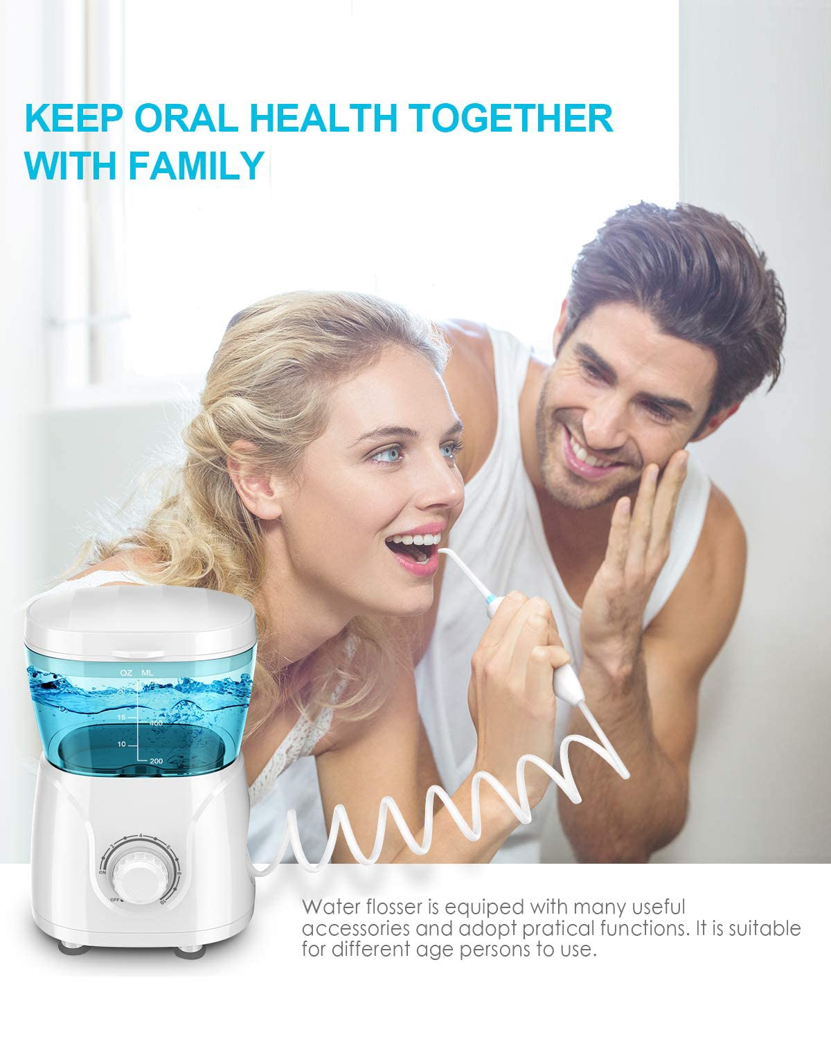 Water Flosser for Braces Teeth Cleaning, 600ML Teeth Cleaner, Professional Electric Dental Oral Irrigator with 10 Water Pressure Levels, 7 Jet Tips