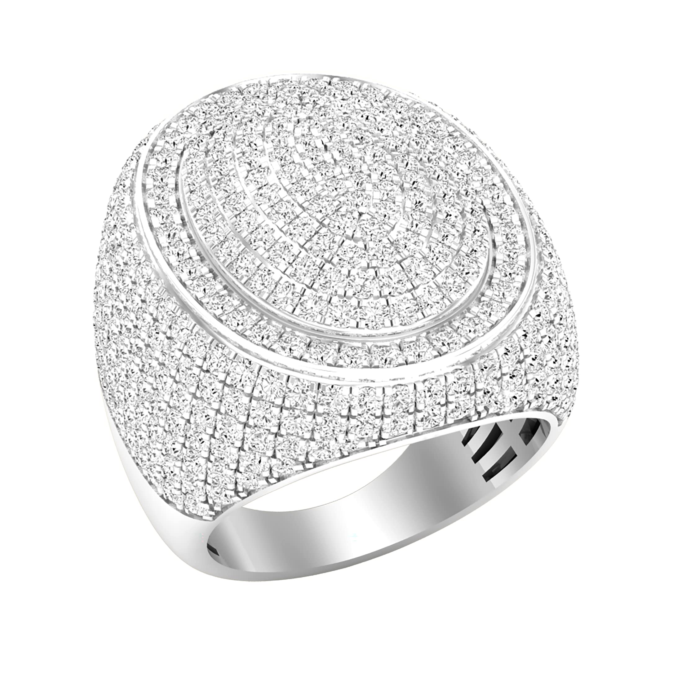 Dazzlingrock Collection Round Lab Grown White Diamond Oval Cluster Studded Statement Ring for Him (4.75 ctw, Color H-I, Clarity SI2) in 925 Sterling Silver, Size 9