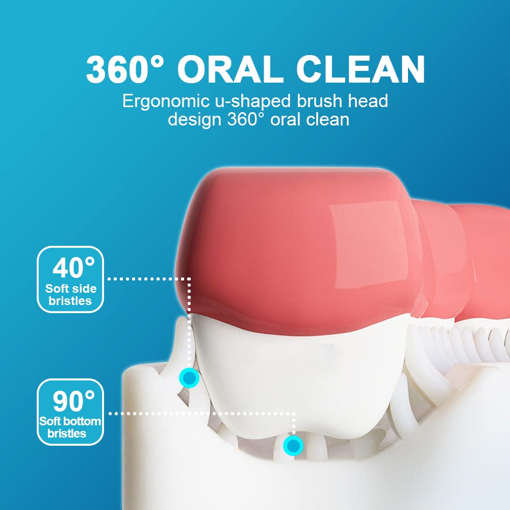 Mespirit 2Pcs Kids U-Shaped Toothbrush,Food Grade Soft Silicone Brush Head, 360° Oral Teeth Cleaning Design,Suitable for Children aged2-6