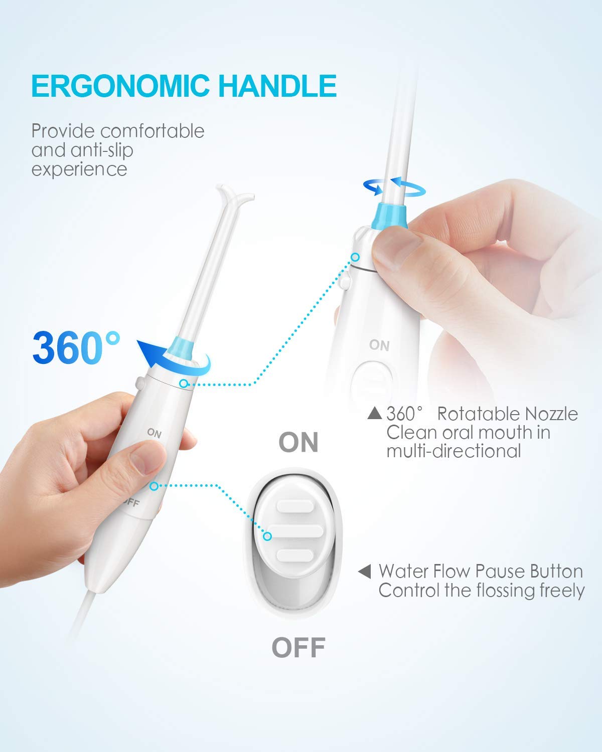 Water Flosser for Braces Teeth Cleaning, 600ML Teeth Cleaner, Professional Electric Dental Oral Irrigator with 10 Water Pressure Levels, 7 Jet Tips