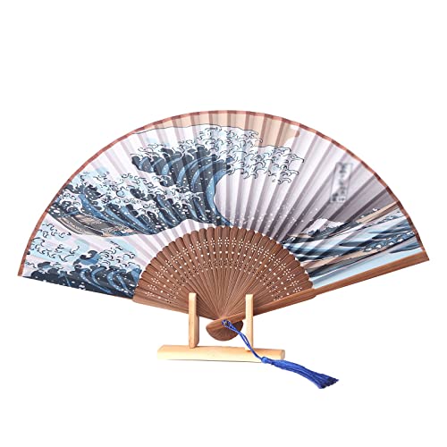 Hand Fan Pocket Fan Tassel Folding Fan Retro Bamboo Handle Fan Summer Party Dancing Wedding Vintage Style