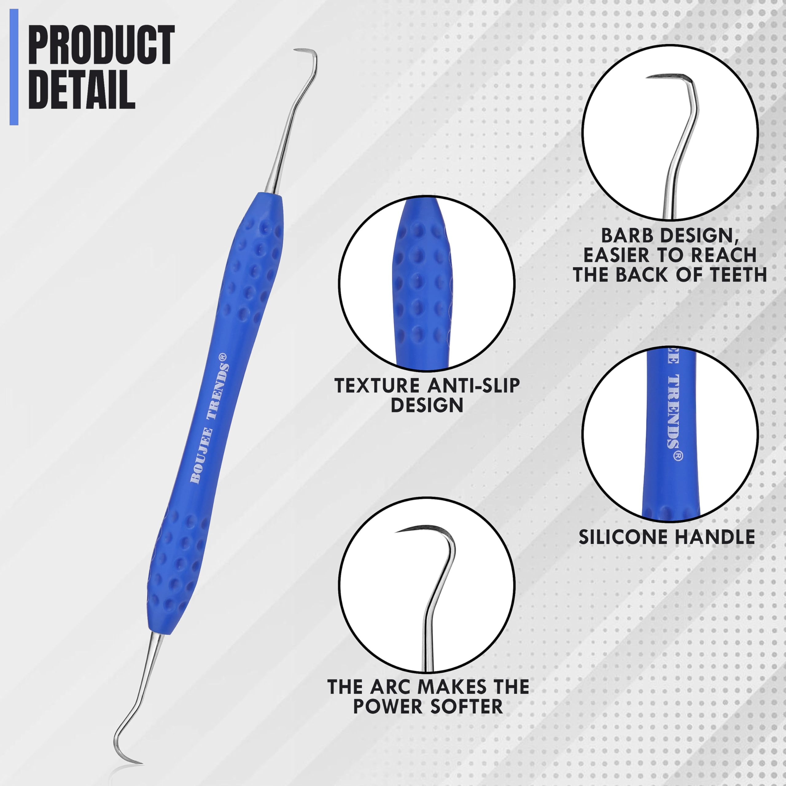 Professional Dental Tools Tartar Scraper For Dentist, Personal and Pets Use Plaque Remover With Comfortable Grip, Double ended Silicon Grip Scaler