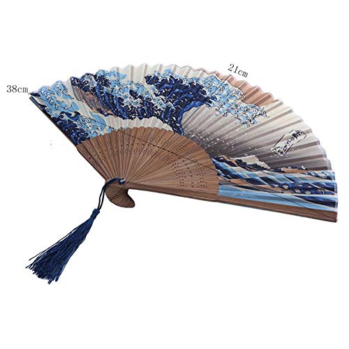 RAZZUM Decorative Folding Fans Summer Vintage Bamboo Folding Hand Held Flower Fan Chinese Style Dance Wedding Party Pocket Gifts Wedding Colorful Chinese Fans Fan