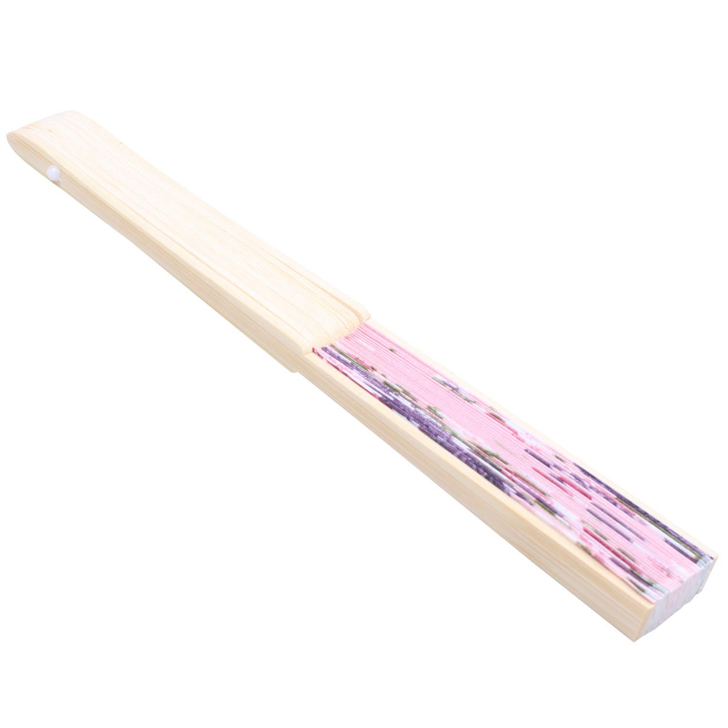 RAZZUM Bamboo Frame Fabric Pattern Dance Wedding Foldable Handbag Pink fan