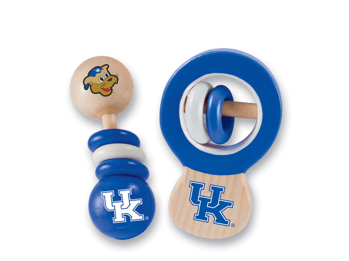 BabyFanatic Wood Rattle 2 Pack - NCAA Kentucky Wildcats - Officially Licensed Baby Toy Set