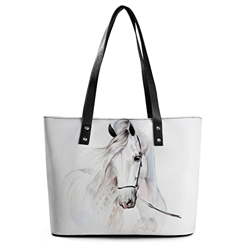 Womens Handbag Horse Animal Leather Tote Bag Top Handle Satchel Bags For Lady