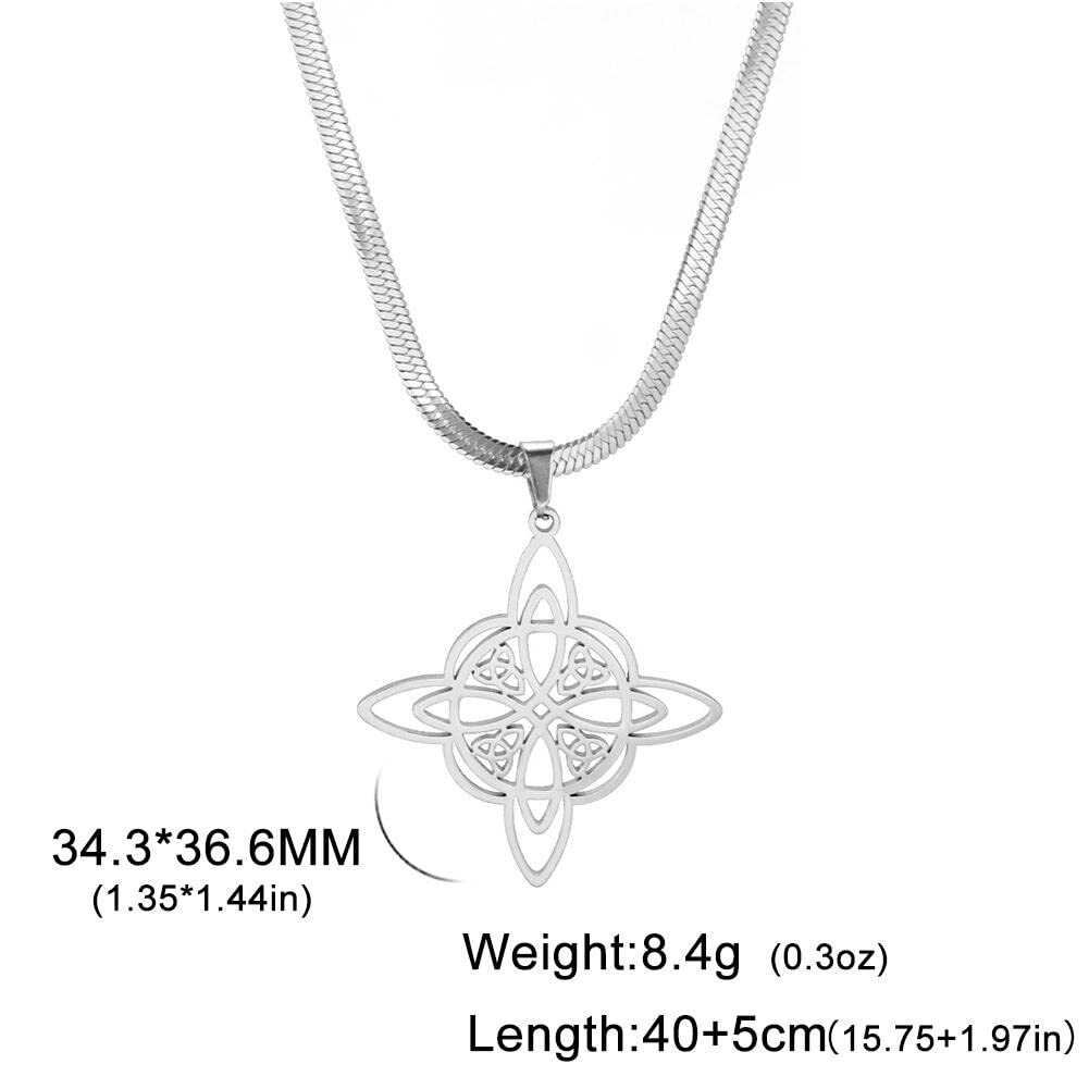 Wicca Witch Knot Pendant Necklace Celtics Amulet Stainless Steel Snake Chain Choker Pagan Witchcraft Luck Jewelry