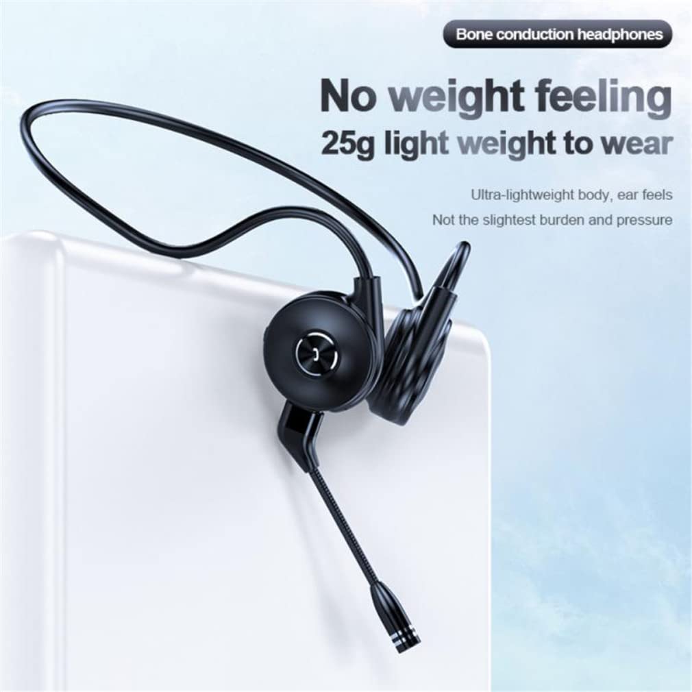 Bone Conduction Sports Gaming Headset Bluetooth 5.0 Wireless Stereo Open-Ear Headphones with Noise-Canceling Boom Microphone, for Running Hiking Home Office Conference Calls,Pink