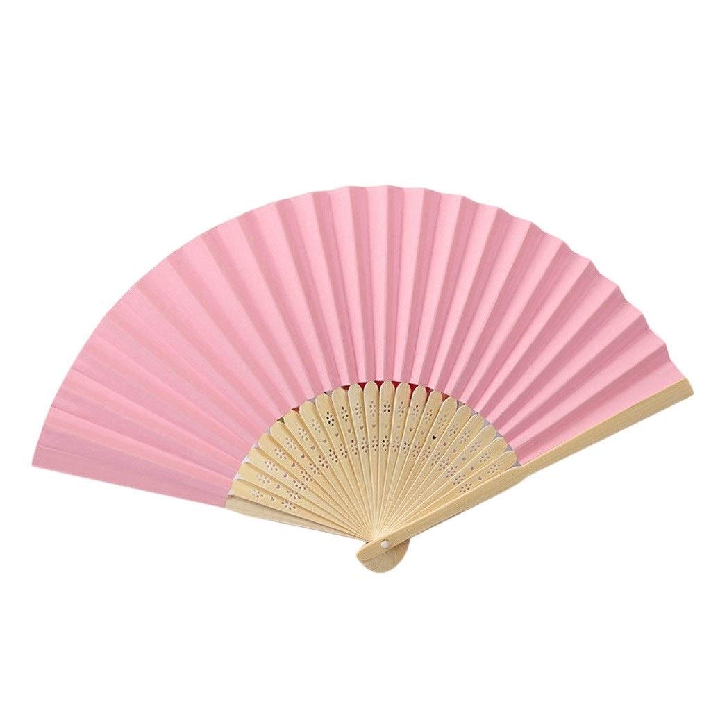PHONME Decorative Folding Fans Folding Handheld Fans Solid Color Fan Handmade Graffiti Painting Fan Blank Paper Fan Cloth Fan Silk Folding Fan Gift Hand Fan Vintage Style (Color : Red)