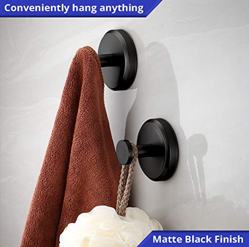 HOME SO Suction Cup Hooks for Shower, Bathroom, Kitchen, Glass Door, Mirror, Tile β Loofah, Towel, Coat, Bath Robe Hook Holder for Hanging up to 15 lbs β Waterproof, Dark, Matte Black (2-Pack)
