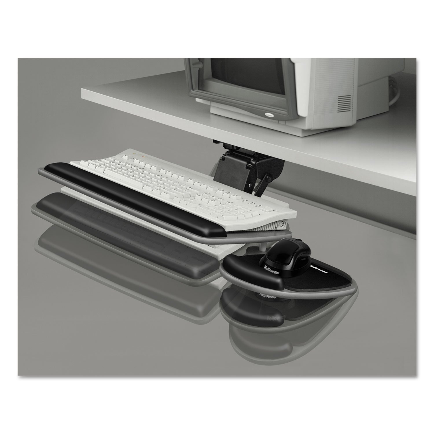 Fellowes 93841 Adjustable Standard Keyboard Platform, 20-1/4w x 11-1/8d, Graphite/Black, 4.5" x 30.5" x 20"