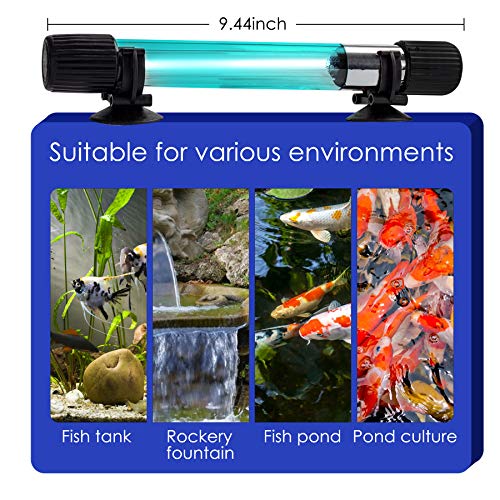 TAISHAN UV Sterilizer for Aquarium,13 W Fish Tank Clean Light with Timer,Aquarium Green Killing Machine Waterproof Clean Submersible Lamp for Pond,Swimming Pool,Indoor