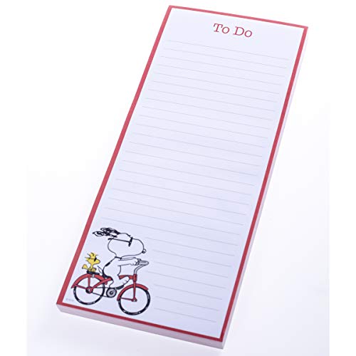 Graphique Magnetic Notepad - Peanuts Snoopy Bike Grocery and Shopping List - Fun Decorative To-Do List - Perfect House Warming Gifts - 100 Tear off Sheets (4" x 9.25" x .5")