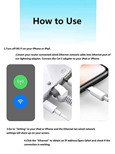 Apple MFI Certified Lightning to Ethernet Adapter for iPhone,2 in 1 LAN Ethernet Network to Lightning Adapter for iPhone 14/13/Pro Max/12/11/XS/XR/X/8/7/6/5 iPad 100Mbps Cat 8 7 6