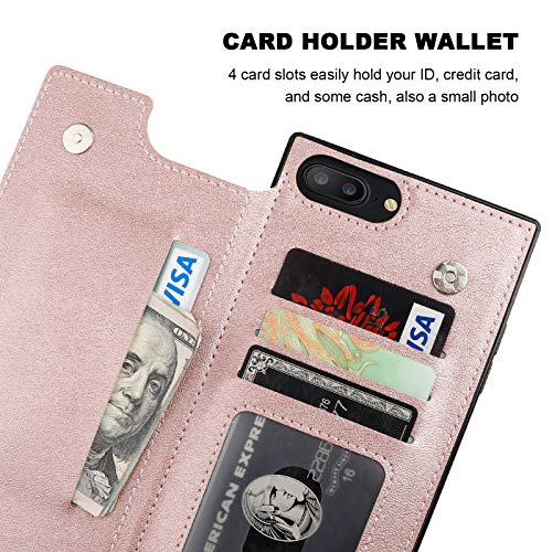 Bocasal Crossbody Wallet Case for iPhone 7 Plus/8 Plus Credit Card Holder PU Leather Kickstand Shockproof Detachable Cross Body Strap Lanyard Magnetic Closure 5.5 inch(Rose Gold)