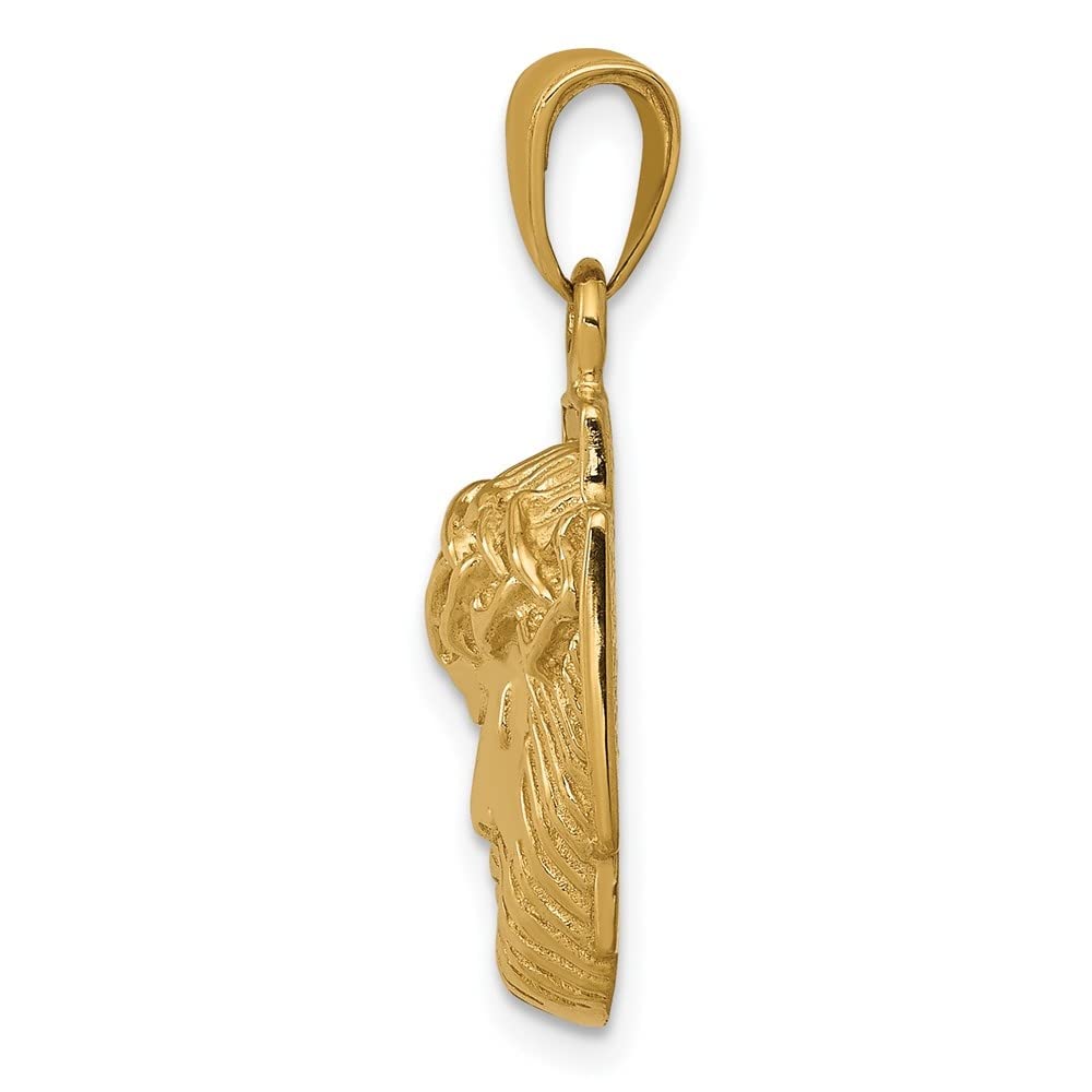 Diamond2Deal 10k Yellow Gold Polished 2-D Small Jesus Head with Crown Pendant