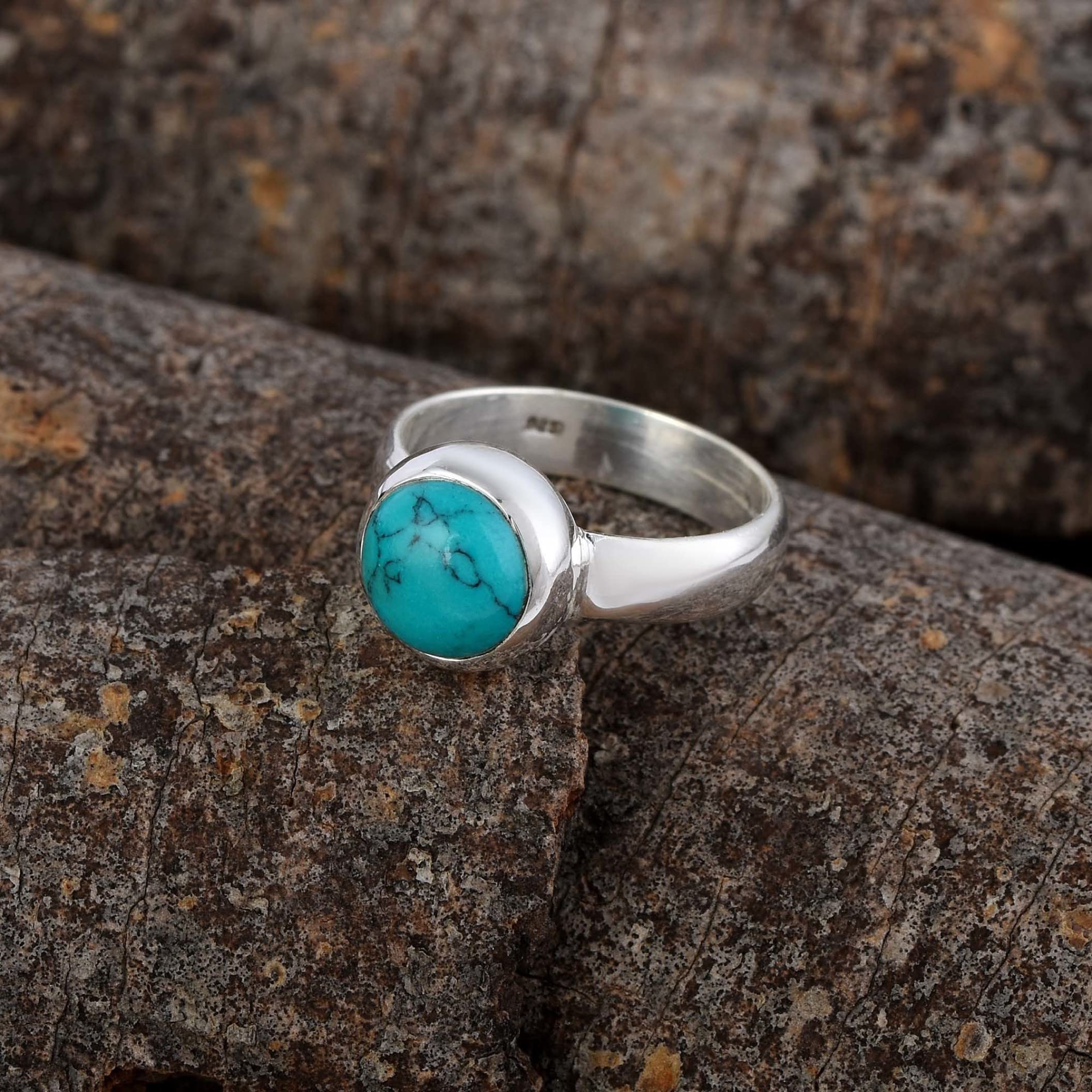 925 Sterling Silver Ring For Womens Natural Pearl Ring Sterling Silver Boho Ring June Birthstone Round Gemstone Ring