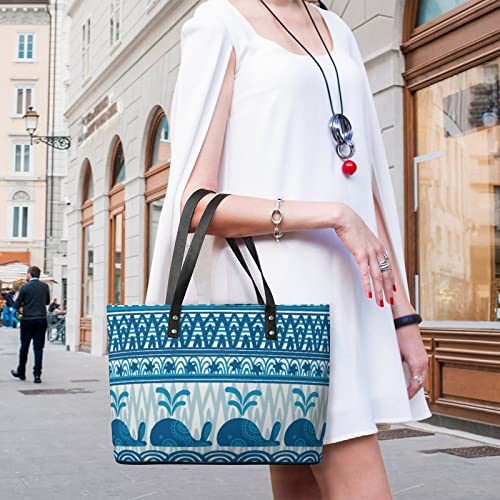 Womens Handbag Whales Leather Tote Bag Top Handle Satchel Bags For Lady