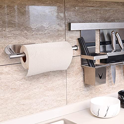 Paper Towel Holder Under Cabinet - Self Adhesive Paper Towel Roll Holder Wall Mount, Gewtur Stainless Steel Paper Towel Holder for Kitchen Bathroom
