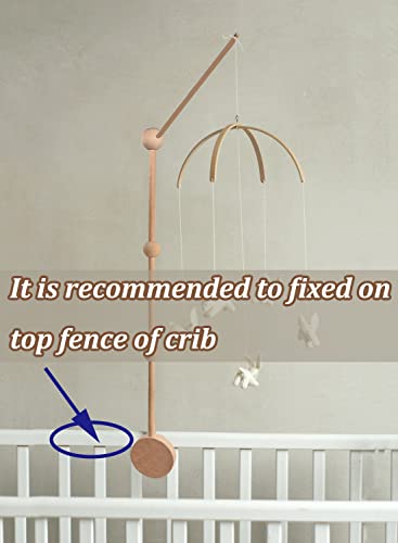 Yimisya Wooden Baby Crib Arm - Anti-Slip Crib Mobile Bed Bell Holder Arm DIY Mobile Hanger Kit for Crib & Nursery Decor