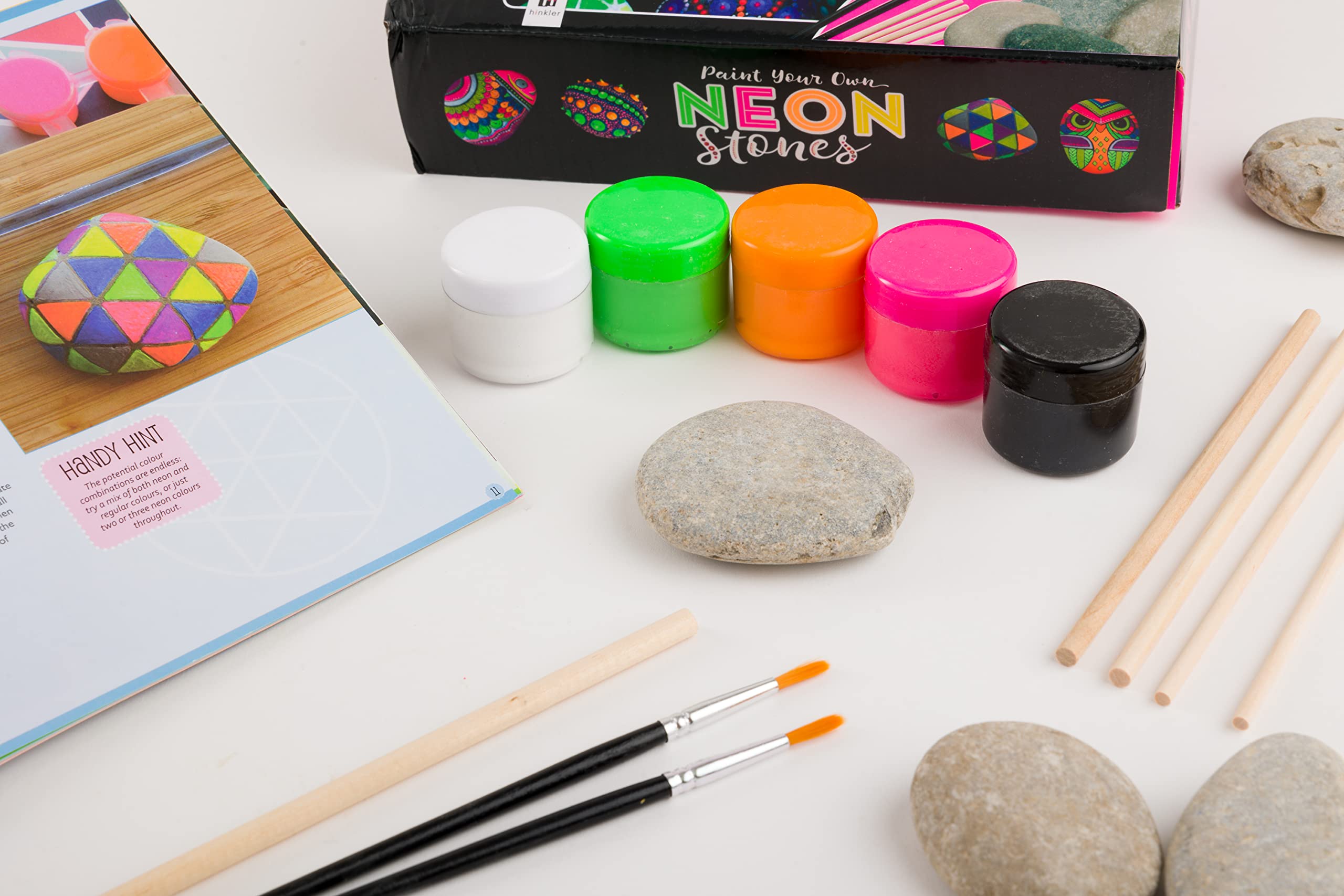 Paint Your Own Neon Stones-This Complete Starter Kit includes all you need to create Vibrant, Three-Dimensional Art to display in your Home or Garden