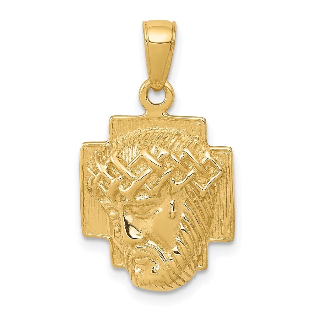 Diamond2Deal 10k Yellow Gold Polished 2-D Small Jesus Head with Crown Pendant
