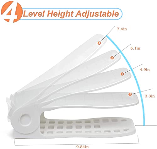 YIHATA Shoe Slots Organizer, Adjustable Shoe Stacker Storage Space Saver, Double Deck Shoe Rack Holder for Closet Organization, Thickening Quality Upgrade (16Pack, White)