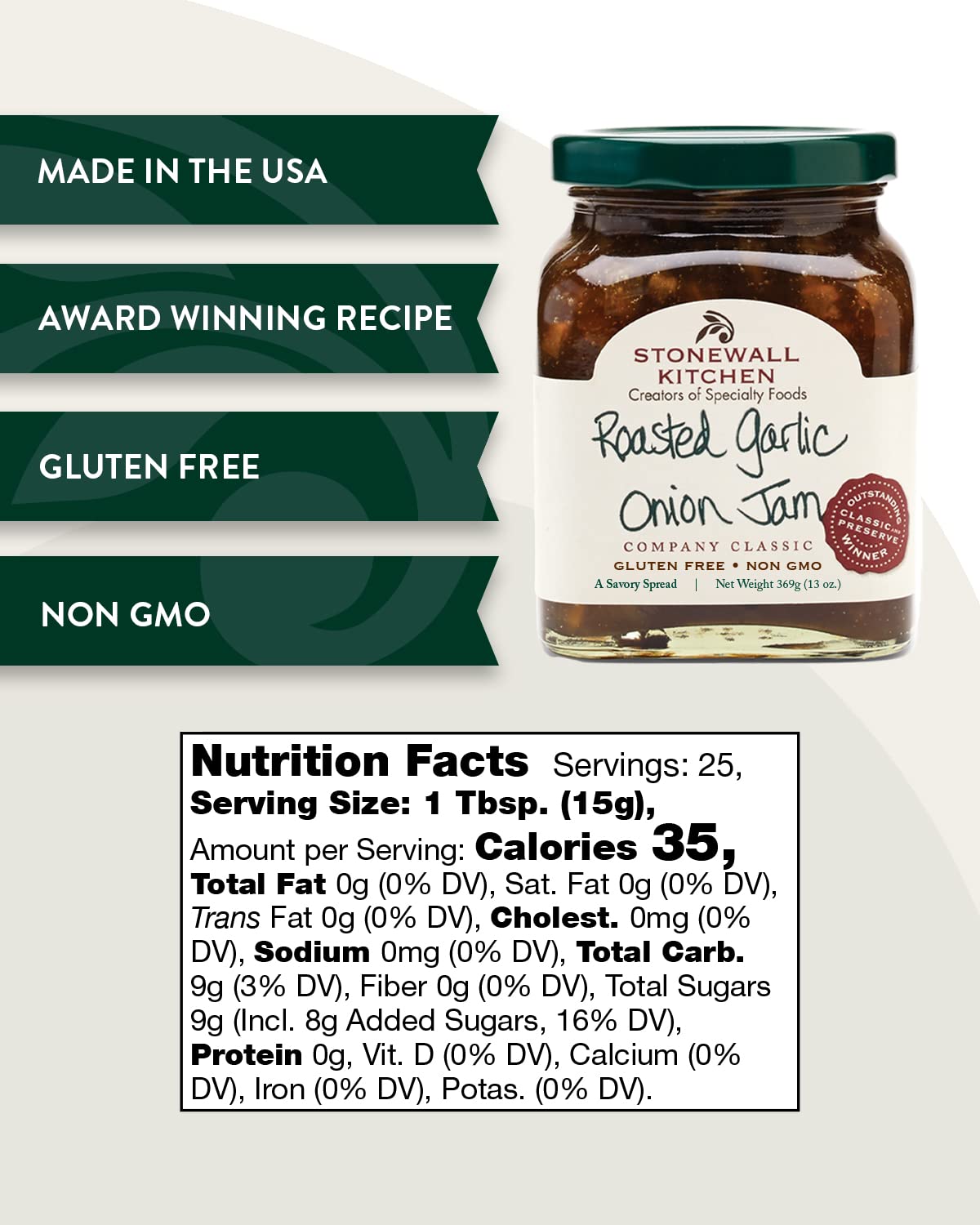 Stonewall Kitchen Roasted Garlic Onion Jam, 13 Ounces