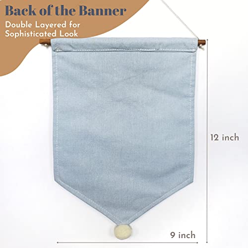 Bon et Beau LITTLE MAN CAVE Embroidered Canvas Banner – Wall Decor for Boys Playroom, Bedroom and Baby Nursery