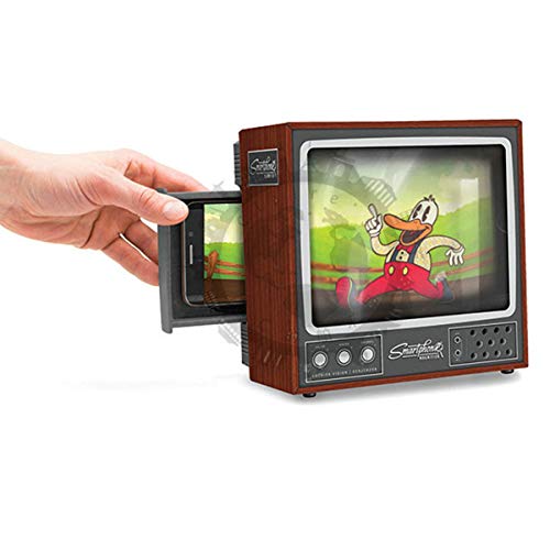 Retro TV Screen Magnifier Enlarged Picture from Phone Screen 3D Video Movie Amplifier Eye Protection Enclosed Design (Retro TV, One Size)