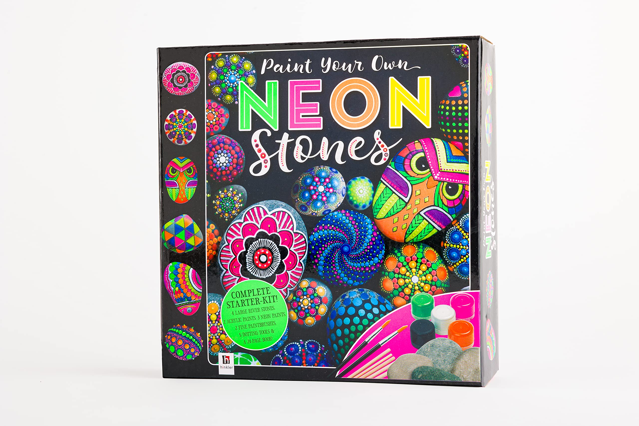 Paint Your Own Neon Stones-This Complete Starter Kit includes all you need to create Vibrant, Three-Dimensional Art to display in your Home or Garden