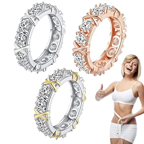 Moissanite Magnetology Lymphvity Ring, Magnetic Zircon Shaping Cross Full Moissanite Diamond Ring, Magnetic Rings For Women Weight Loss, Criss Cross Ring For Unclog Lymph Nodes (9,3pcs)