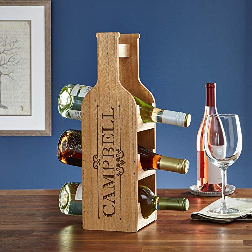 Let's Make Memories Personalized Decorative Wood Wine Bottle Display - Wine Country Decor - for Wine Lovers - Customize with Family Name