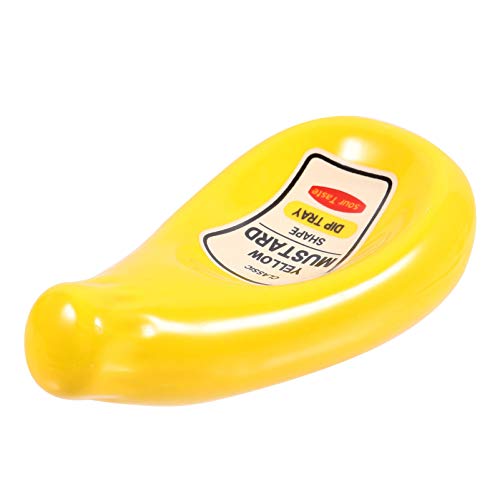 NUOBESTY Ceramic Soy Dipping Bowl Creative Tomato Ketchup Bottle Shaped Sauce Seasoning Dish Porcelain Mustard Serving Plate Dinnerware For Home Restaurant (Yellow)