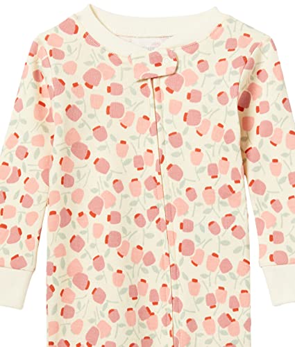 Amazon Essentials Baby Girls' Snug-Fit Cotton Footless Sleeper Pajamas, Pack of 3, Flowers/Garden Party, 12 Months