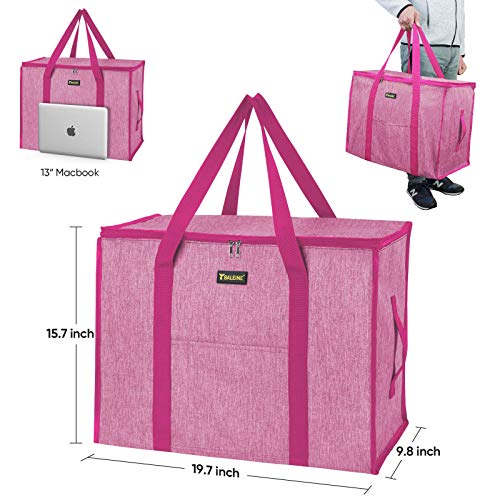 BALEINE 2 Pack Storage Tote with Zippers & Carrying Handles, Heavy-Duty Oxford Fabric Moving Bags for Space Saving Moving Storage, Pink