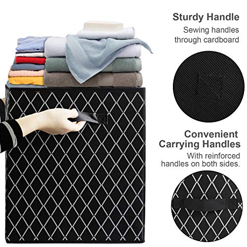 Toy Chest Box Organizer Bins for Boys Girls, Kids Large Collapsible Storage Box Container Sturdy with Fabric Flip-Top Lid & Handles for Clothes,Blanket,Nursery,Playroom,Bedroom,Stuffed Animals 24.5x13x16 (Black)