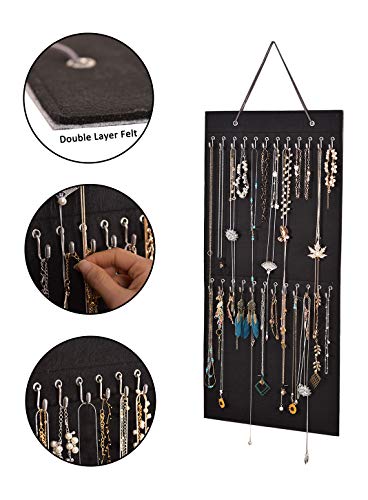 ZFZGFRCS Hanging Jewelry Organizer, Large Capacity and Organizer Storage for Hanging Necklaces, Bracelets, Earring Chains, Anklets, etc. (Black)