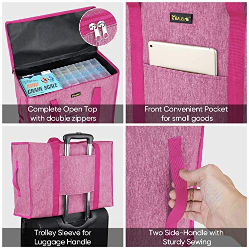 BALEINE 2 Pack Storage Tote with Zippers & Carrying Handles, Heavy-Duty Oxford Fabric Moving Bags for Space Saving Moving Storage, Pink