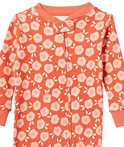 Amazon Essentials Baby Girls' Snug-Fit Cotton Footless Sleeper Pajamas, Pack of 3, Flowers/Garden Party, 12 Months