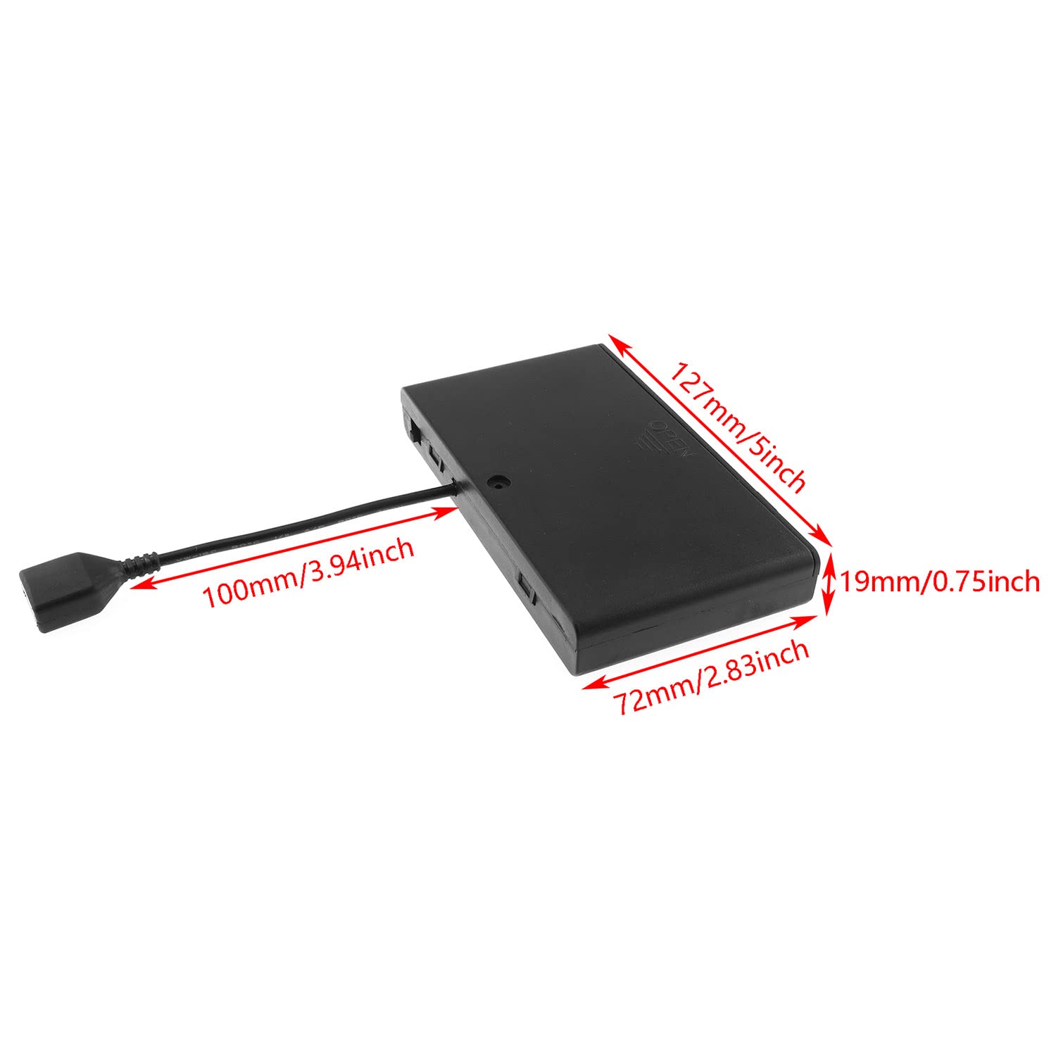 DGZZI USB Female Socket 8 AA Battery Case Box Holder with ON-Off Switch Black