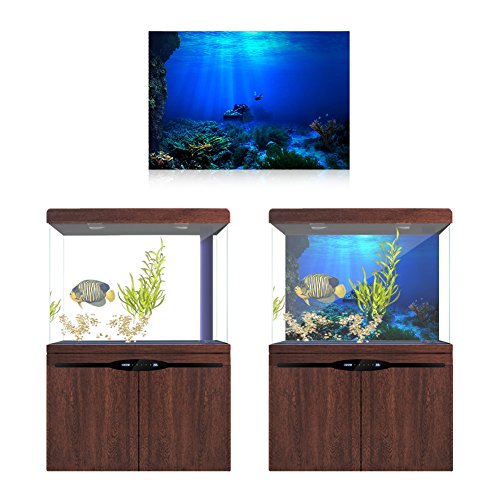CUEA Poster Self-Adhesive PVC Durable 3D Effect Background for Aquarium(122 * 50cm)