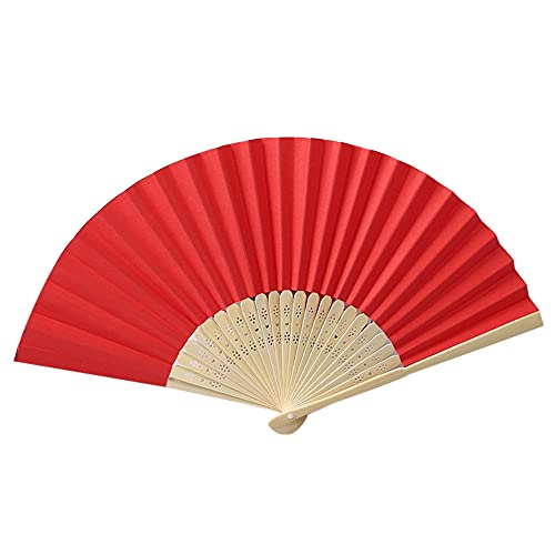 Decorative Folding Fans Beautiful Pattern Folding Dance Wedding Party Lace Silk Folding Hand Held Red Fan 7-inch Low-Key Fashion Hand Held Fan fan