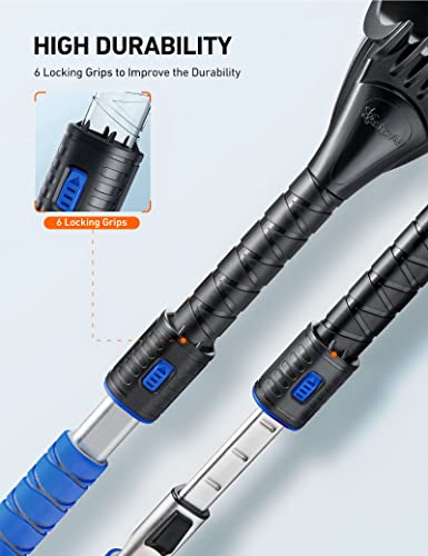 AstroAI 47.2" Ice Scrapers for Car Windshield, 3 in 1 Sturdy Snow Brush with Squeegee, 10 Adjustable Length Settings, Extendable Aluminum Handle, 270° Pivoting Snow Scraper for Car, Truck, SUV(Blue)