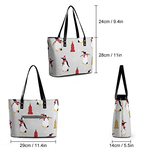 Womens Handbag Penguins Leather Tote Bag Top Handle Satchel Bags For Lady