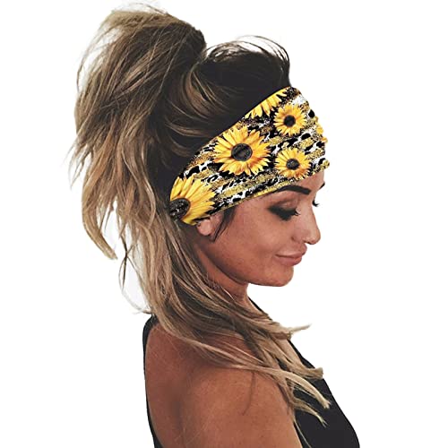 minjiSF Women Print Headband Elastic Head Wrap Hair Band Bandana Headband Metal Hairband for Men